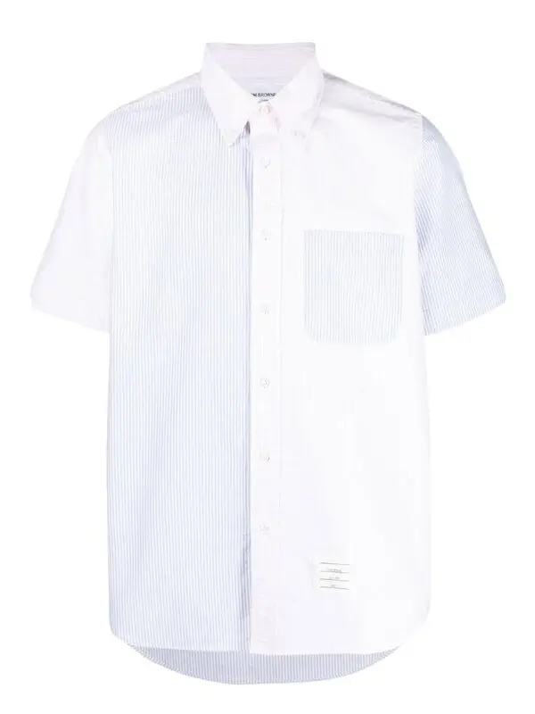 Thom Browne Striped Buttoned Short-sleeved Shirt - Light Pink
