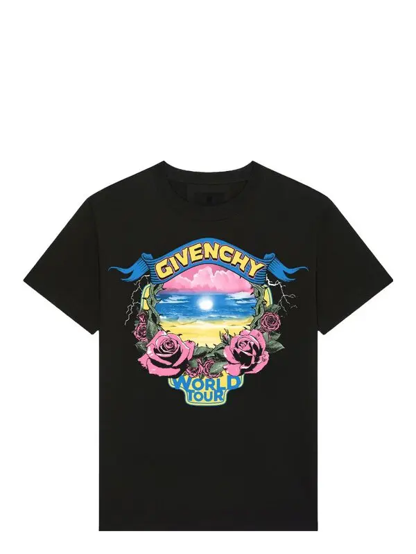 Givenchy World Tour Oversized T-shirt In Cotton - Black