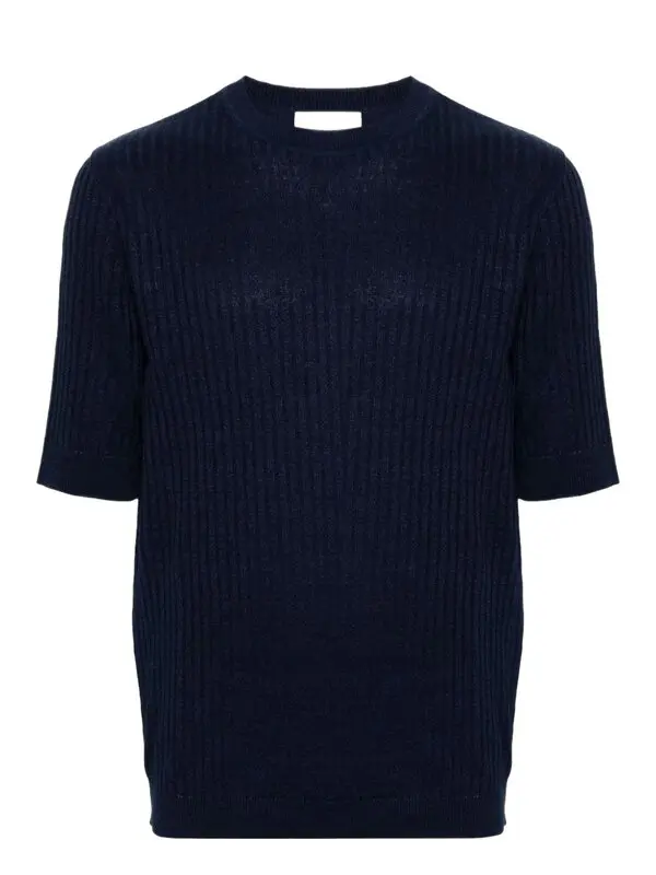LARDINI Ribbed Short-sleeve Jumper - Black
