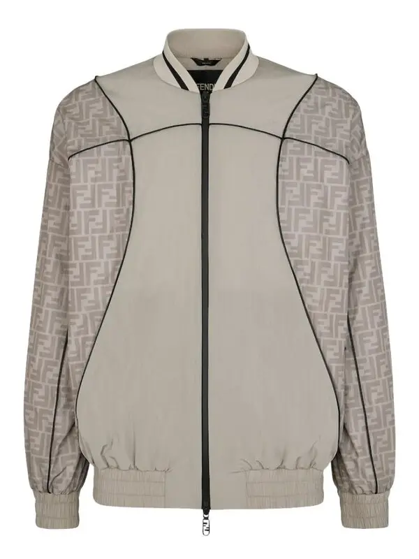 Fendi Logo Printed Zip-up Jacket - Nude
