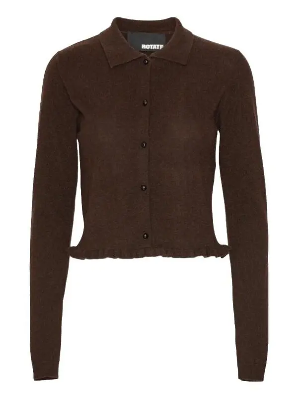 ROTATE BY BIRGER CHRISTENSEN Ruffled-hem Cardigan - Black