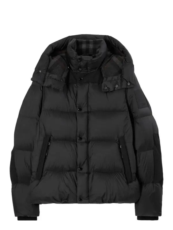 Burberry Hooded Down Coat With Removable Sleeves And Drawstring Hood - Black