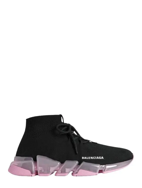 Balenciaga Speed 2.0 Lace-up Full Clear Sole Recycled Knit Sneakers - Black