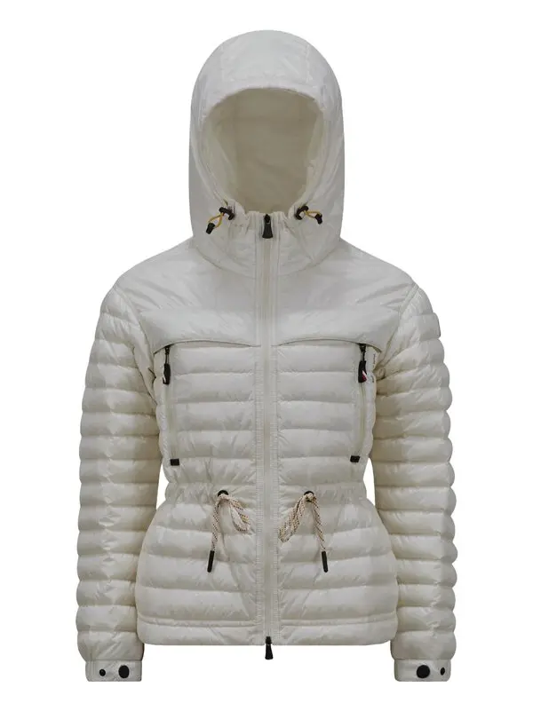 Moncler Down Jacket With Adjustable Hood And Drawstring Waist - White