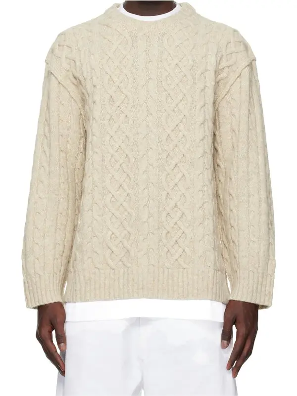Moschino Long-sleeved Cable Knit Sweater - Nude