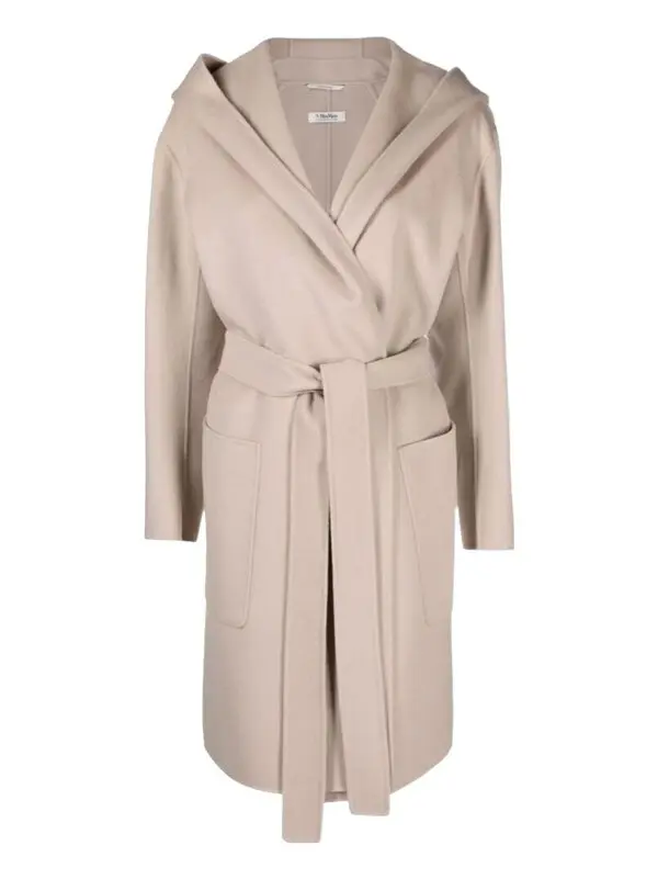 Max Mara Hooded Wool Coat - Nude