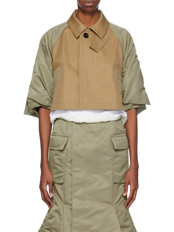 Sacai Button Detailed Cropped Jacket - Green