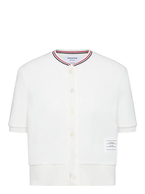 Thom Browne Rwb Stripe Cotton Cardigan - White