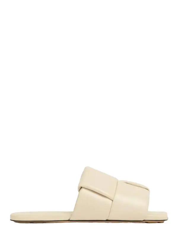 Bottega Veneta Padded Intrecciato Leather Slides - Sea Salt