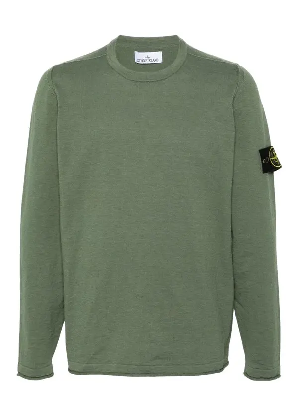 Stone Island Crewneck Jumper With Logo Patch - Moss Green