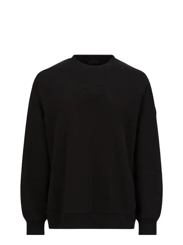Moncler Crewneck Sweatshirt With Embossed Logo - Black
