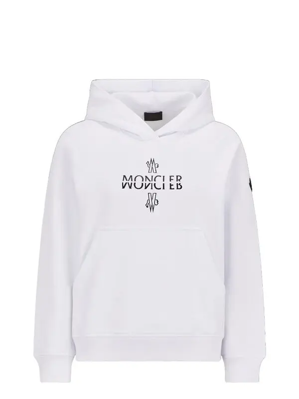 Moncler Logo Printed Hooded Sweatshirt - Optical White
