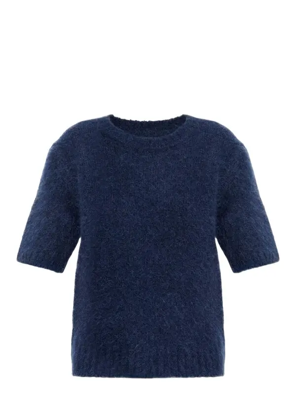 SAMSOE SAMSOE Knitted Crew Neck Short Sleeve Top - Black