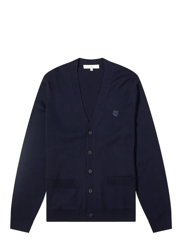 Maison Kitsuné Fox Head Patch Knit Cardigan - Black