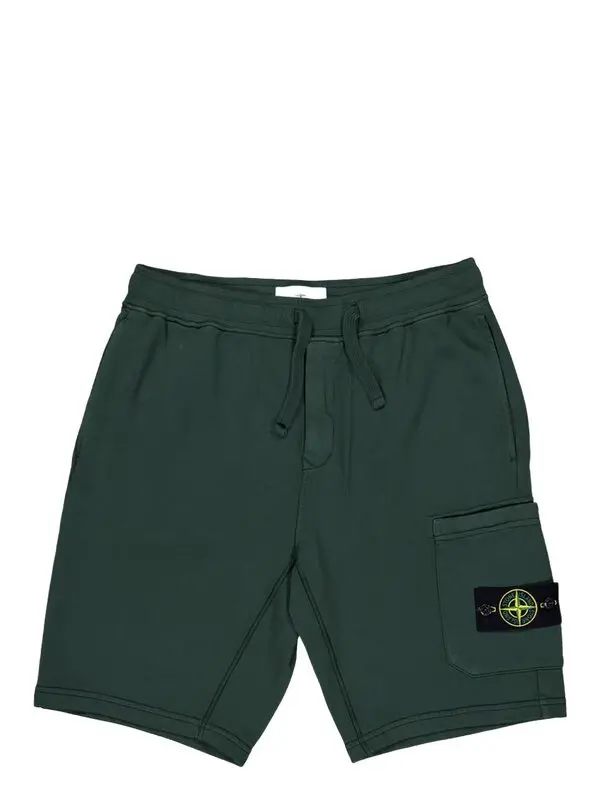 Stone Island Logo Patch Drawstring Cargo Shorts - Green