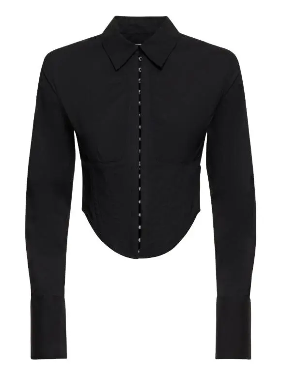 DION LEE Silk Long Sleeve Shirt - Black
