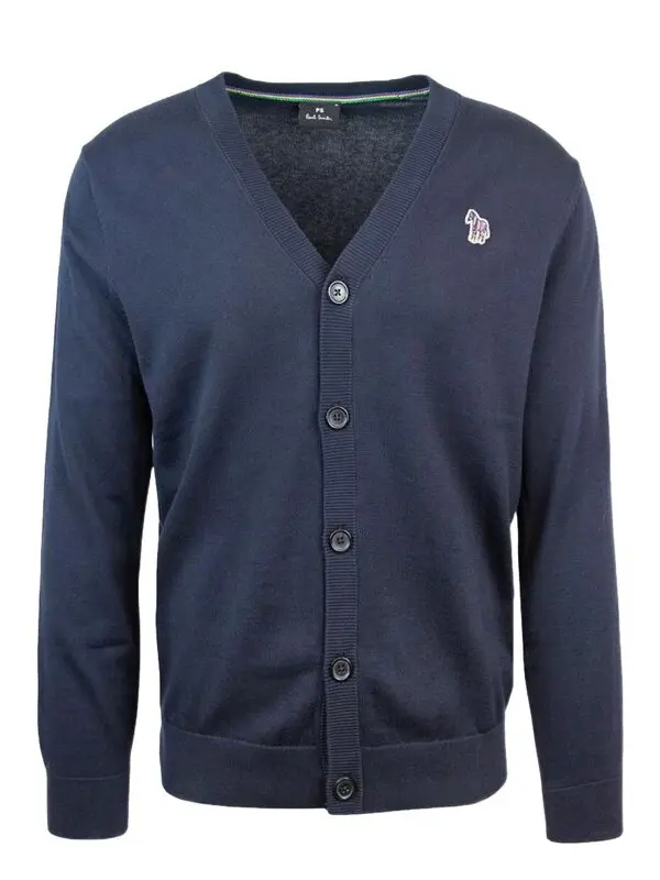 Paul Smith Logo Patch V-neck Cardigan - Black