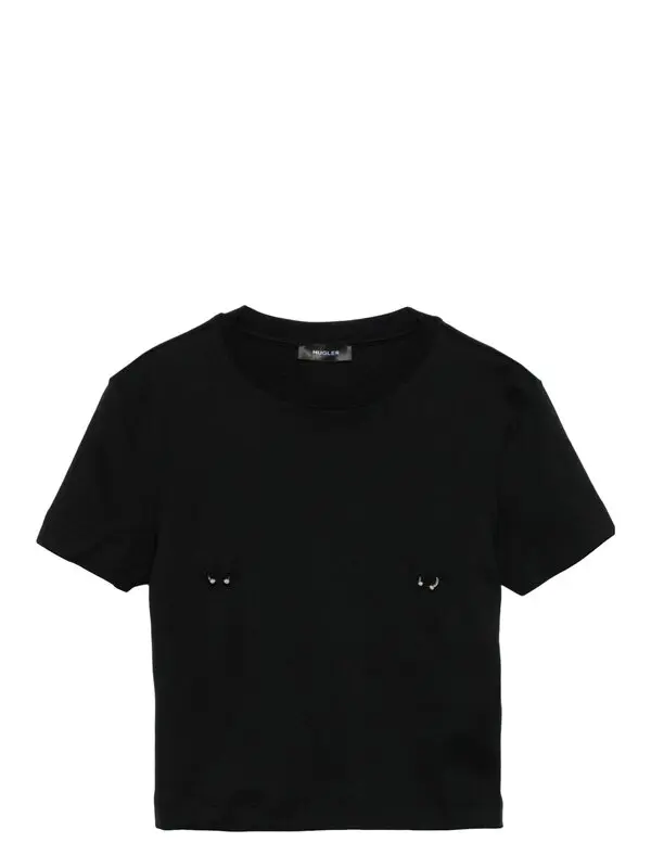 MUGLER Pierced Detail T-shirt - Black