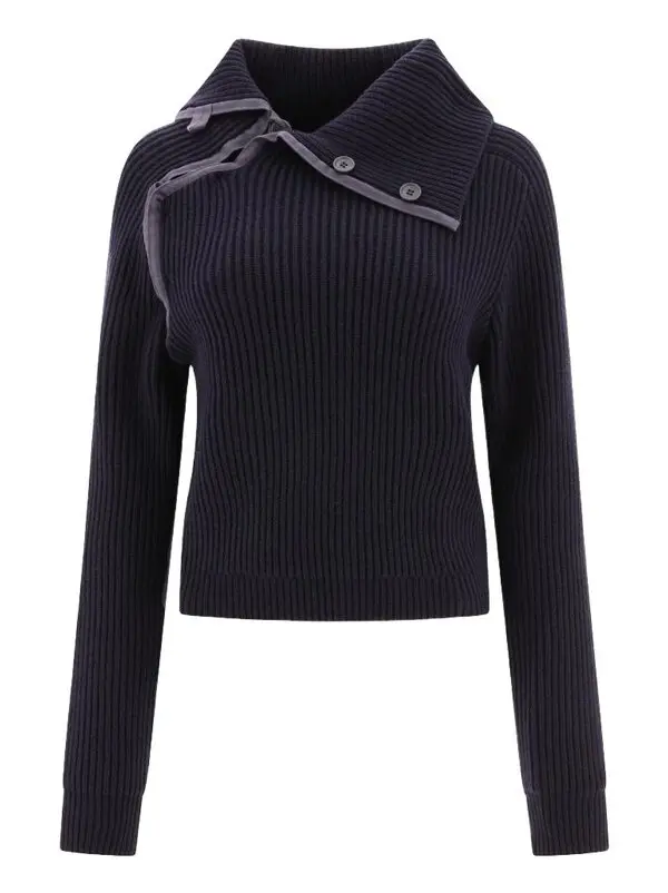 Jacquemus Asymmetric Mock-neck Sweater - Black