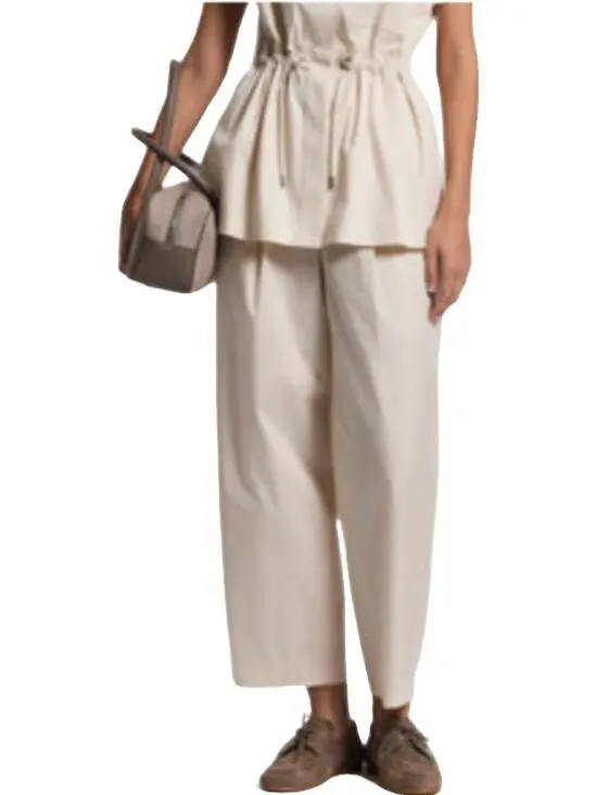 Peserico Elasticated Waist Straight Leg Trousers - Beige Birch