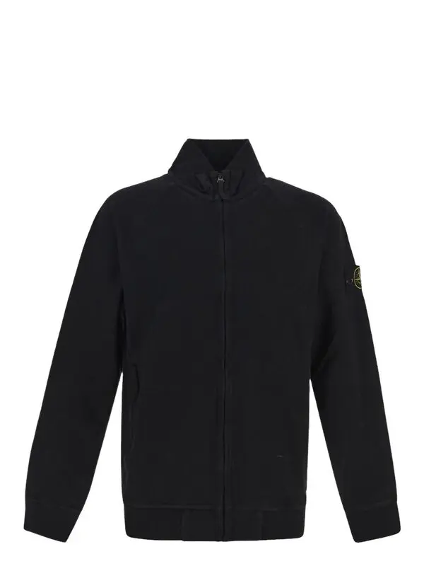 Stone Island Compass Patch Zip-up Sweatshirt - Black