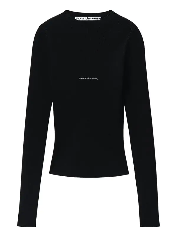 Alexander Wang Logo Ribbed Long-sleeve T-shirt - Black