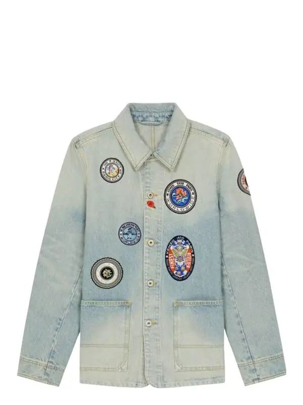 Kenzo Travel Denim Jacket With Patches - Blue