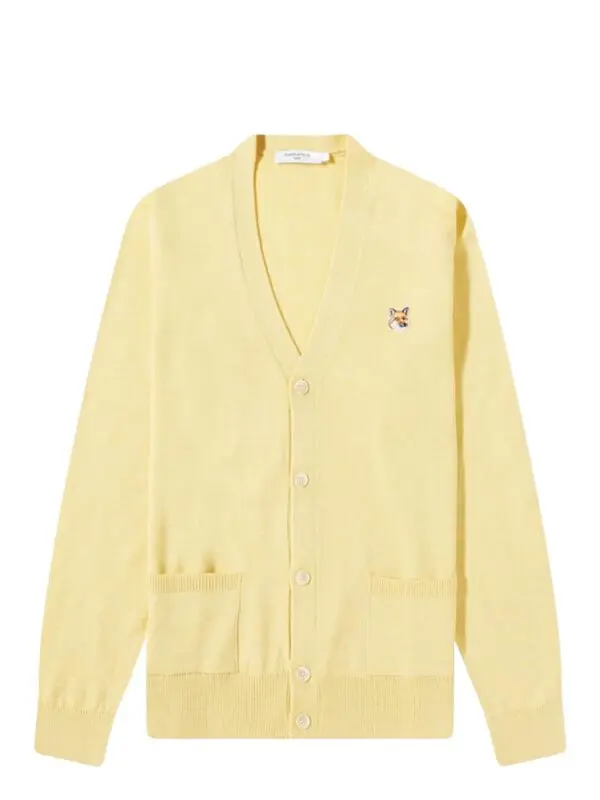 Maison Kitsuné Fox Head Patch Knitted Cardigan - Nude