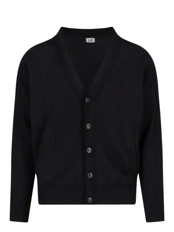 C.P. COMPANY Long-sleeved V-neck Sweater - Black