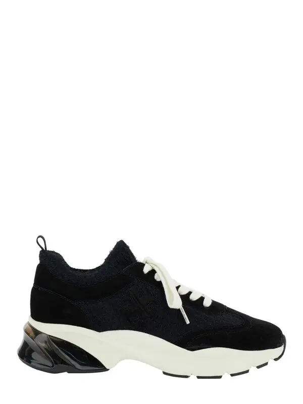 Tory Burch Logo Patch Knit Lace-up Sneakers - Black