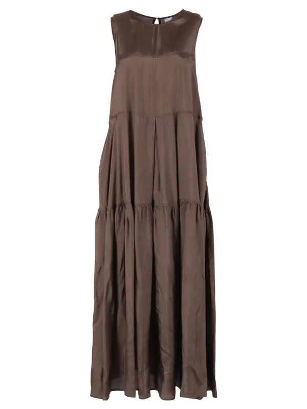 Aspesi Sleeveless Gathered Maxi Dress - Brown