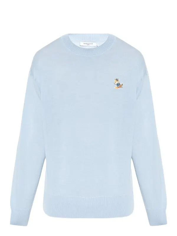 Maison Kitsuné Ribbed-edges Wool Sweatshirt - Blue