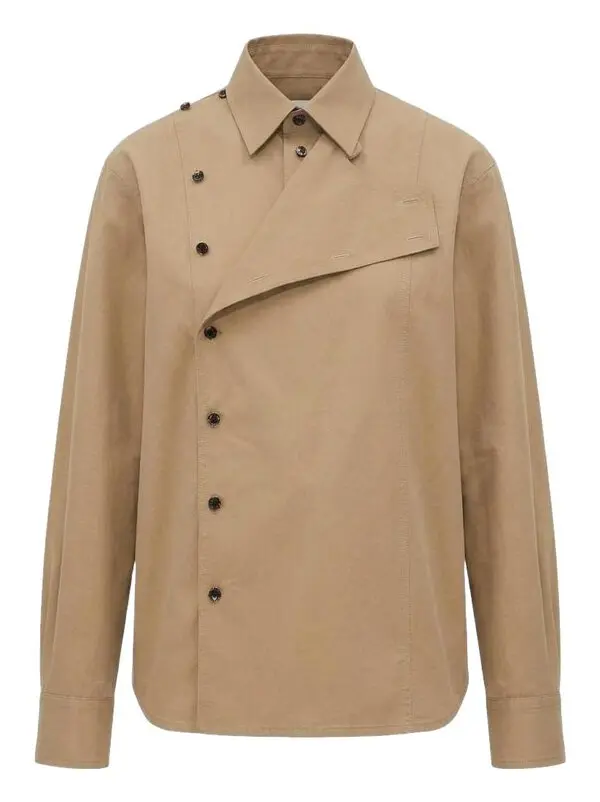 Bottega Veneta Regular Fit Twill Shirt - Desert Grayish Brown