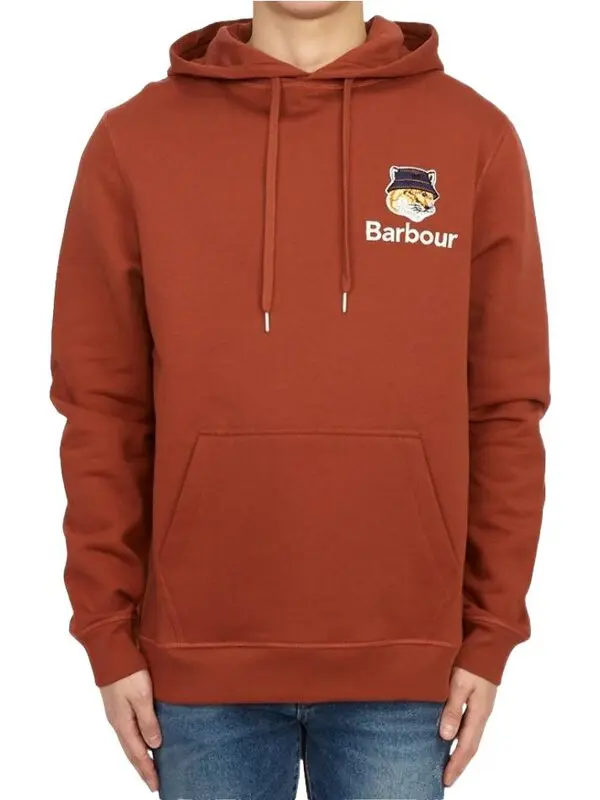 Barbour Embroidered Logo Cotton Hoodie - Red