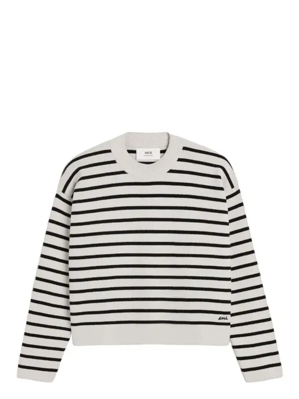 Ami Striped Long-sleeve Jumper - White