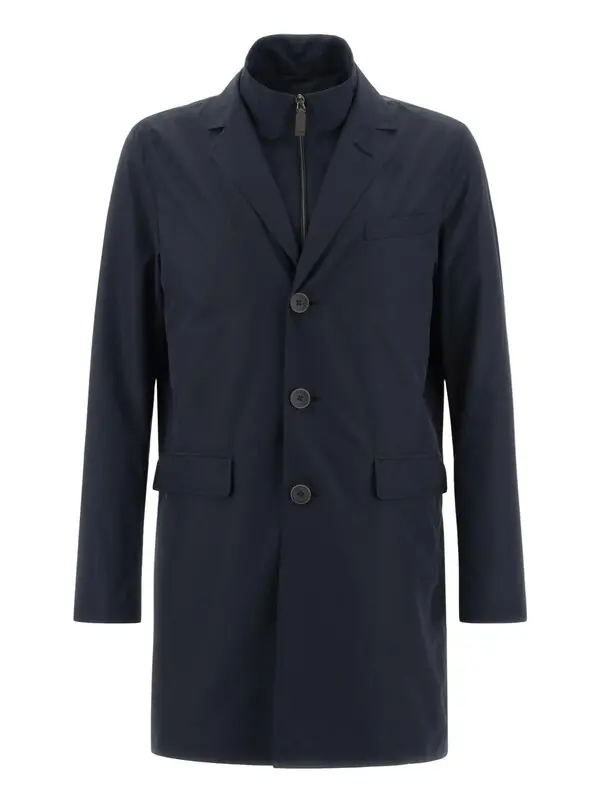 Herno Single Breasted Layered Shell Coat - Black