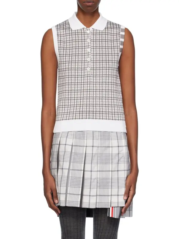 Thom Browne Four-bar Knitted Vest - Light Gray