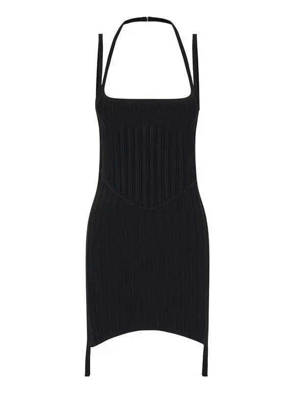 DION LEE Ribbed Corset Minidress - Black