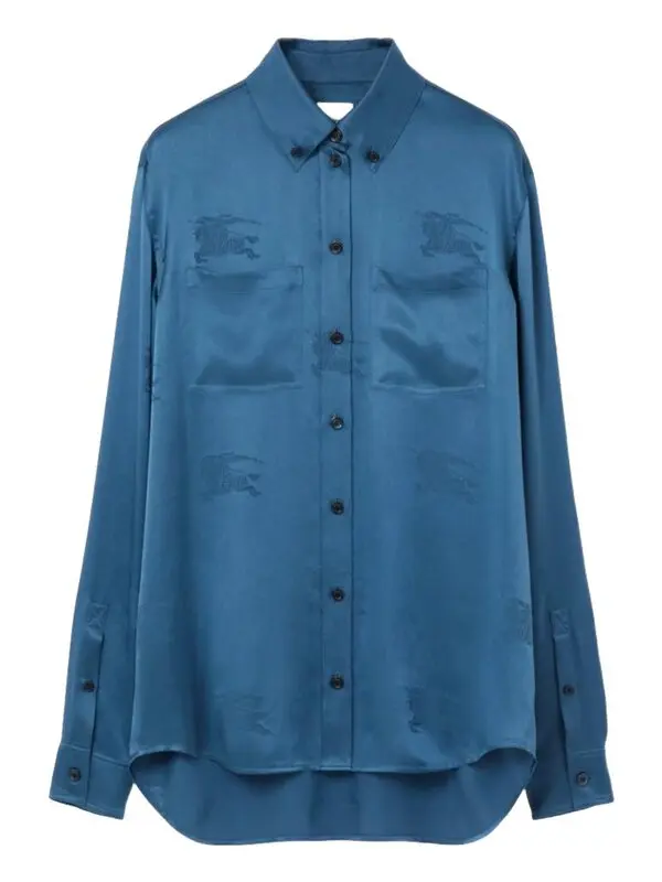 Burberry Monogram Jacquard Silk Shirt - Blue