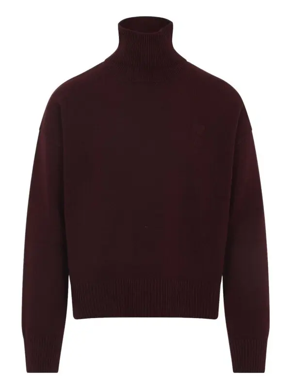 AMI Paris Knitted Jumper With High Neck - Black
