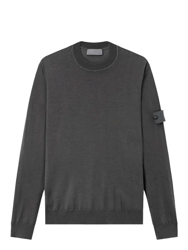 Stone Island Compass Patch Crewneck Jumper - Dark Gray