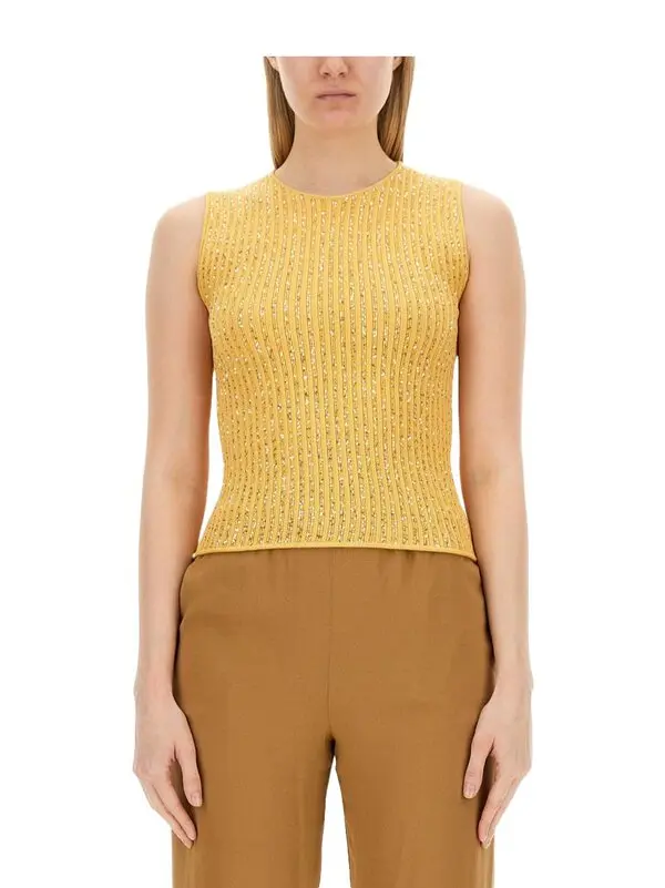 Fabiana Filippi Sequin-embellished Ribbed-knit Tank Top - Brown