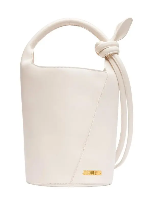 Jacquemus Mini Knotted Bucket Bag - White
