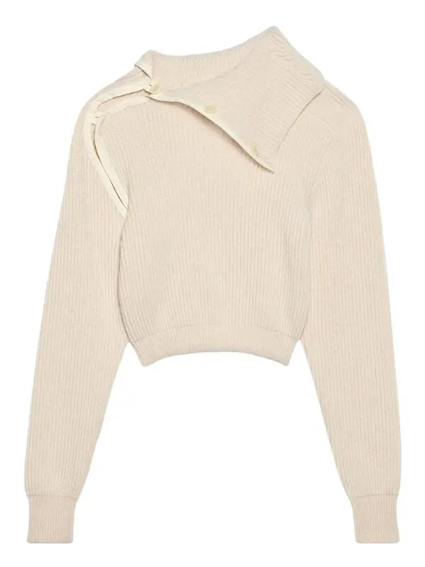 Jacquemus Asymmetrical Mock Neck Sweater - Nude