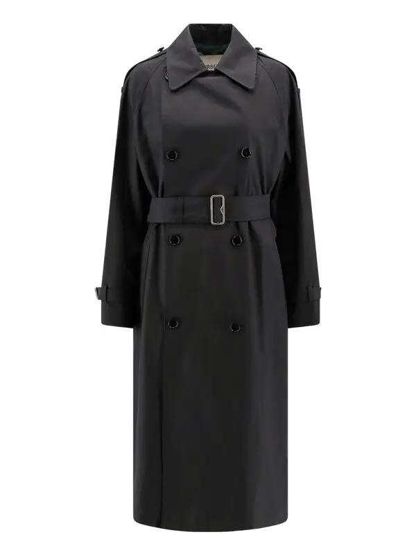Burberry Double Breasted Belted Waist Trench Coat - Black