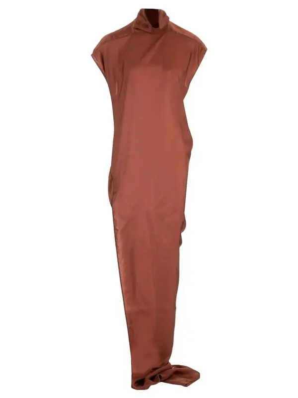 Rick Owens Sleeveless High Neck Button Dress - Brown