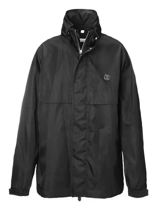 Burberry Logo Zip Up Casual Jacket - Black