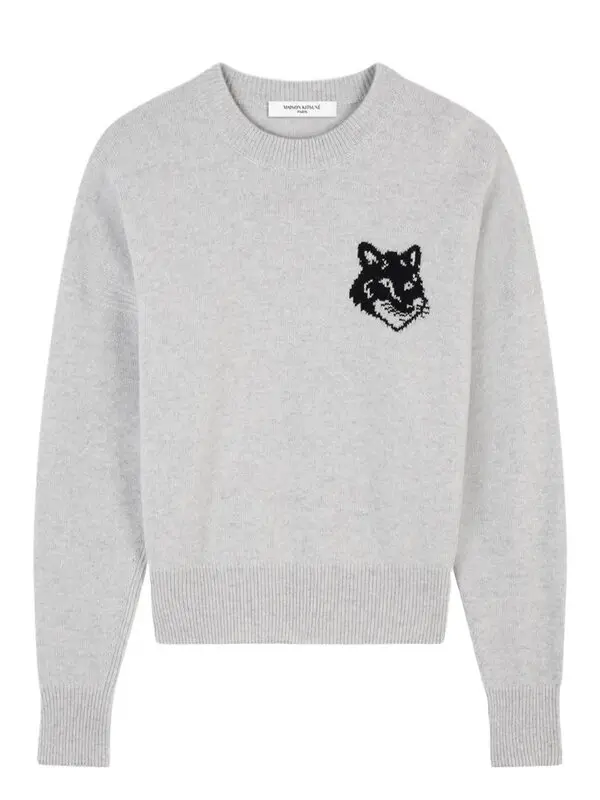 Maison Kitsuné Fox Intarsia-knit Crewneck Jumper - White