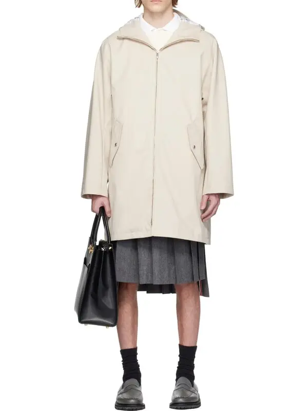 Thom Browne Hooded Cotton Parka - Khaki