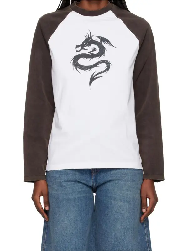 Coperni Dragon Graphic Long Sleeve T-shirt - White  Black